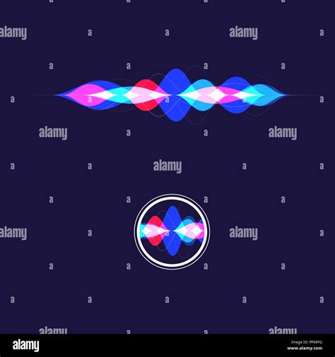 Voice Assistant Sound Waves Isolated On Dark Blue Background Stock