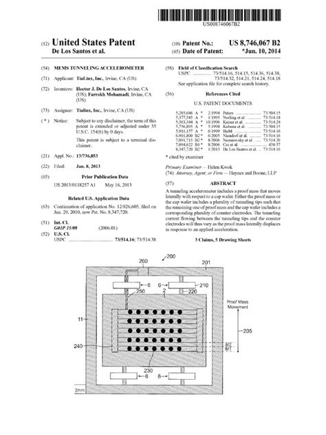 2014 Delossantos Et Al Mems Tunneling Accelerometer Us8746067b2
