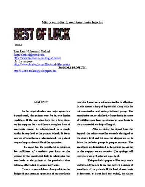 doc microcontroller based anesthesia injector project