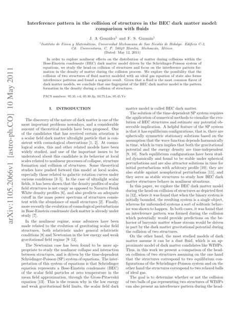 Pdf Interference Pattern In The Collision Of Structures In The Bec Dark Matter Model