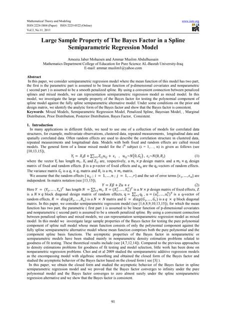 Large Sample Property Of The Bayes Factor In A Spline Semiparametric