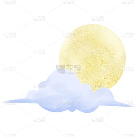 手绘中秋圆月浪漫插画