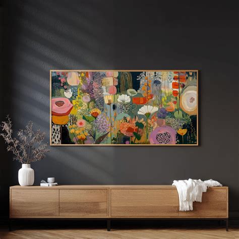 Abstract Flower Art Print Long Floral Landscape Wall Decor Large