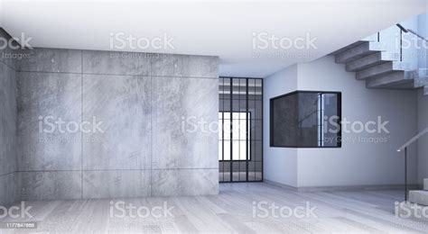 현대적인 로프트의 거실 공간은 계단과 나무 바닥으로 개념을 장식합니다 3d 렌더링 0명에 대한 스톡 사진 및 기타 이미지 0명 3차원 형태 가구 Istock