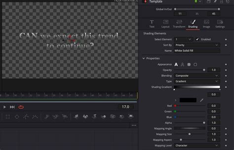 how to do radial gradient for texts r davinciresolve