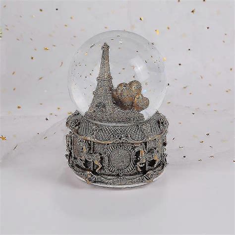 Paris Eiffel Tower Snow Globe Music Box With Automatic Snowfall And ...