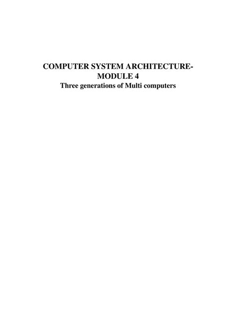 Computer System Architecture Three Generations Of Multi Computers