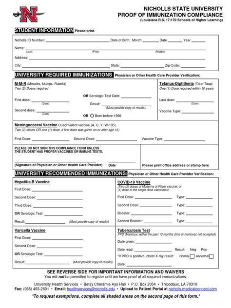 Immunization Form 2023 Fillable Pdf