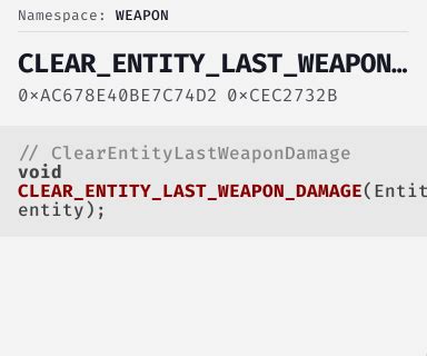 ClearEntityLastWeaponDamage FiveM Natives Cfx Re Docs
