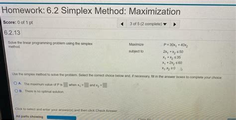 solved homework 6 2 simplex method maximization score 0