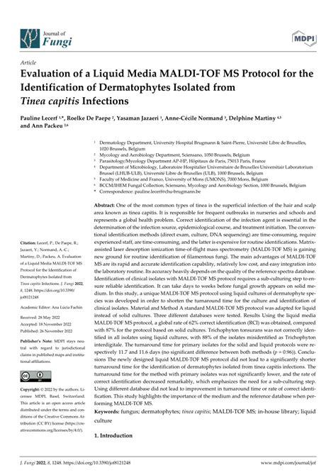 Pdf Evaluation Of A Liquid Media Maldi Tof Ms Protocol For The