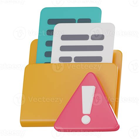 Digital Caution 3d Icon Folder Alert And Warning Symbol 3d Render