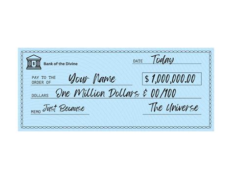 Million Dollar Check Template Financial Abundance Manifestation Tool