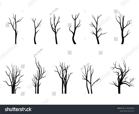 Nude Tree Silhouette Set Tree Without Stock Vector Royalty Free Shutterstock