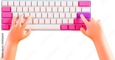 ภาพประกอบสตอก Cartoon hands and keyboard 3d render Character s hands use the keyboard