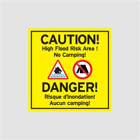 WATER WARNING FLOOD CAMPING SignsBC