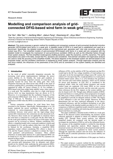 Pdf Modelling And Comparison Analysis Of Grid Connected Dfig Based Wind Farm In Weak Grid