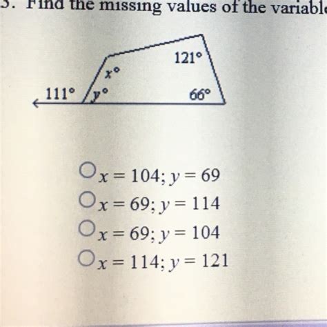 find the missing values of the variables the diagram is not drawn to