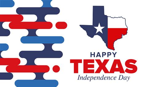 텍사스 독립기념일 3월에 매년 열리는 유니테스 미국의 자유 휴가 외로운 별 깃발 텍사스 플래그 애국적인 표지판과 요소 포스터 카드 배너 및 배경 벡터 일러스트레이션 텍사스에