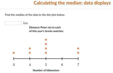 Calculating The Median Data Displays Find The Median Of The Data In The Dot Plot Below Km