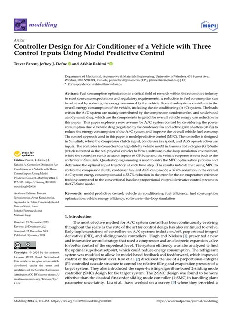 Ntroller Design For Air Conditioner Of A Vehicle Pdf Mathematical Optimization Control