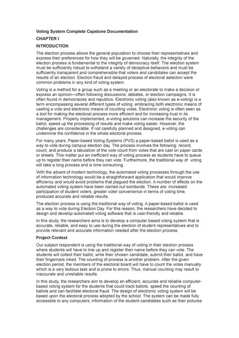Voting System Complete Capstone Documentation Naturally The Integrity Of The Election Process