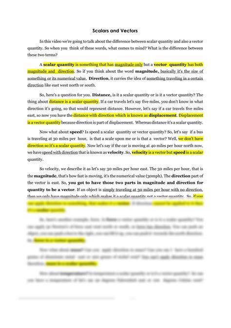 SOLUTION Scalars And Vectors Lecture Notes Physics Studypool