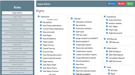 Access Rights Aviadmin Aviation Flight Management System