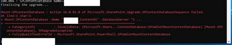 2016 exception action 16 0 81 0 of microsoft sharepoint upgrade