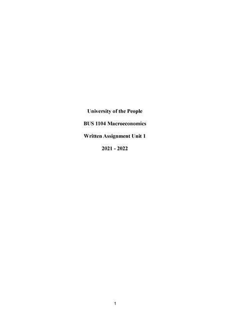 bus 1104 macroeconomics written assignment unit 1 university of the