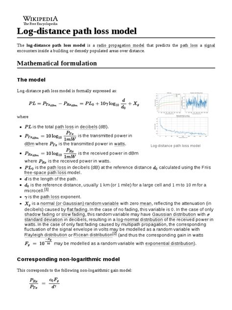 Log Distance Path Loss Model Pdf Decibel Radio Propagation