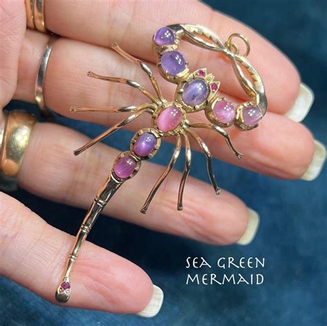 18k Gold Star Ruby Scorpion Pendant 3 12g Video Etsy