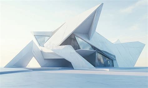 Abstract Architectural Design Futuristic Structure With Sharp Angles And Geometric Shapes
