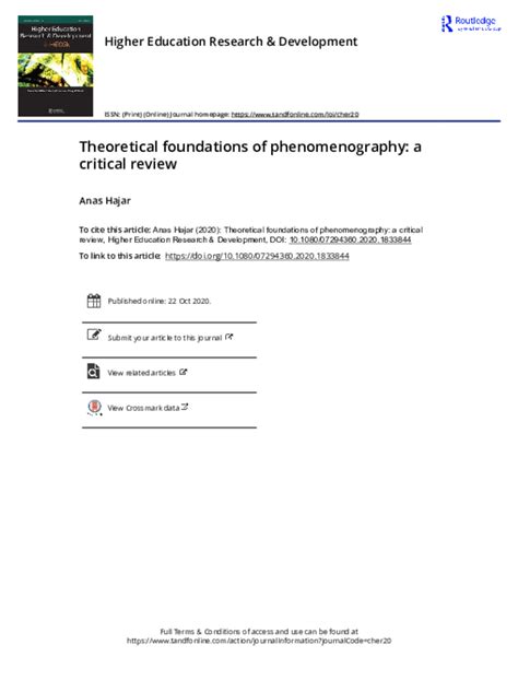 Pdf Theoretical Foundations Of Phenomenography A Critical Review