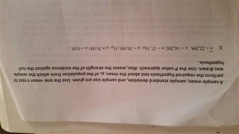 Solved A Sample Mean Sample Standard Deviation And Sample Chegg
