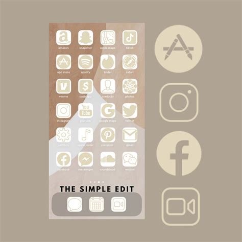 Beige IPhone Ios App Icons Covers BEIGE Social Media Set App Icons Apple IOS App