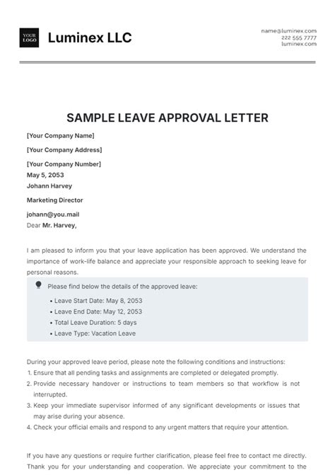 Leave Letter Sample Free Sick Leave Templates Editable And Printable