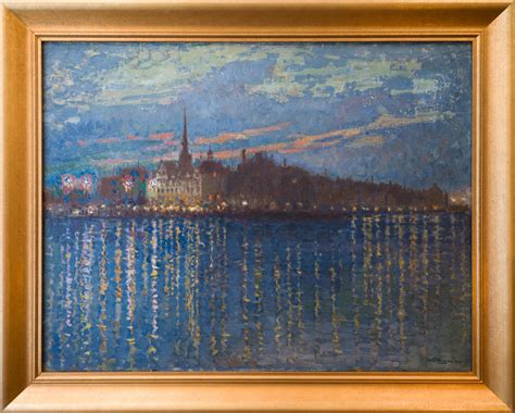 Axel Erdmann Pointillism City View Over Gamla Stan Stockholm 1910 For Sale At 1stdibs