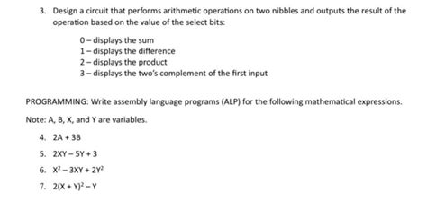 Solved Design A Circuit That Performs Arithmetic Operations