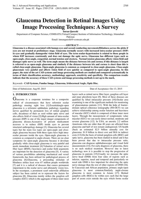 Glaucoma Detection In Retinal Images Using Image Processing Techniques A Survey Pdf