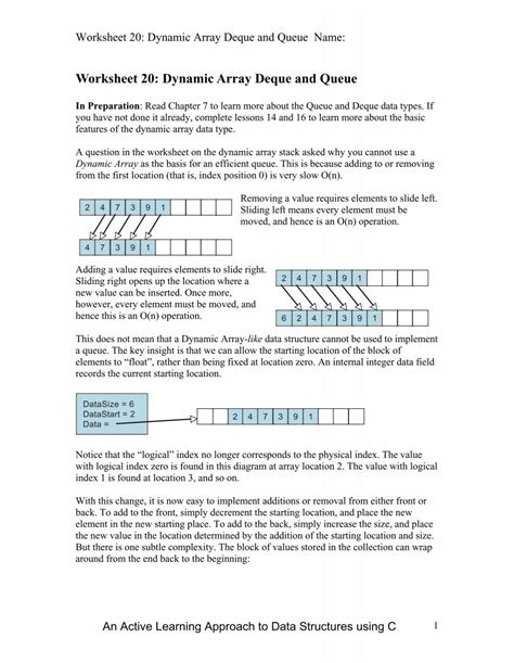 Worksheet 20 Dynamic Array Deque And Queue Classes