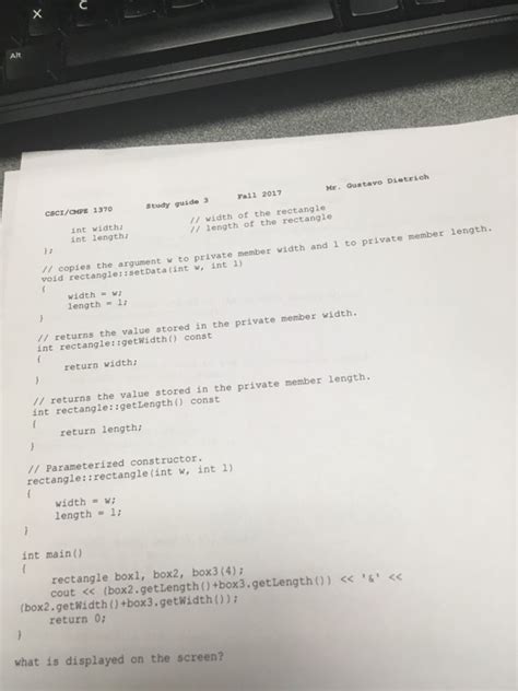 Solved Study Guide Class 1 After Execution Of The Code