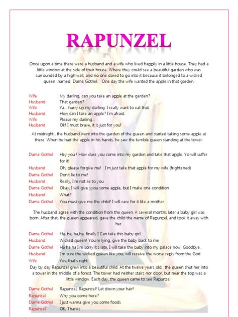 Drama Rapunzel English Rapunzel Fiction And Literature