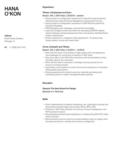 SAP Ariba Resume Samples Velvet Jobs