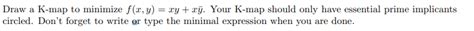 Solved Draw A K Map To Minimize F X Y Xy Xy Your K Map Chegg