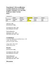 Chem Lab Experiment Recrystallization Docx Experiment Recrystallization Leandra