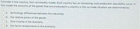 Solved Consider A Two Country Two Commodity Model Each