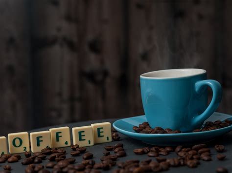 배경 화면 커피 콩 파란 컵 증기 1920x1200 그림 이미지