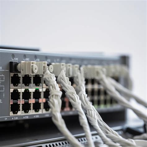Ethernet Switch With Connected Cables On White Background Stock Illustration Illustration Of