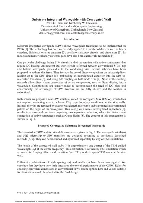 Pdf Substrate Integrated Waveguide With Corrugated Wall